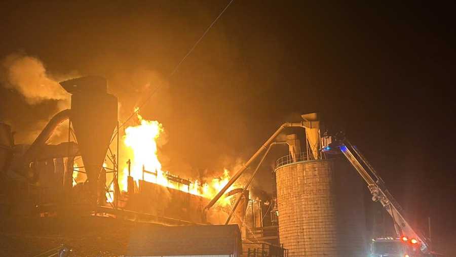 Firefighters return to 4-alarm blaze at Juniata County, Pa. pallet business