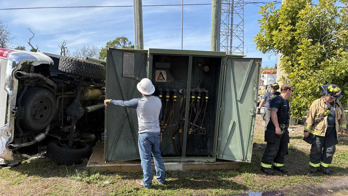 Photos: Pickup truck hits transformer after crash in Charlotte County