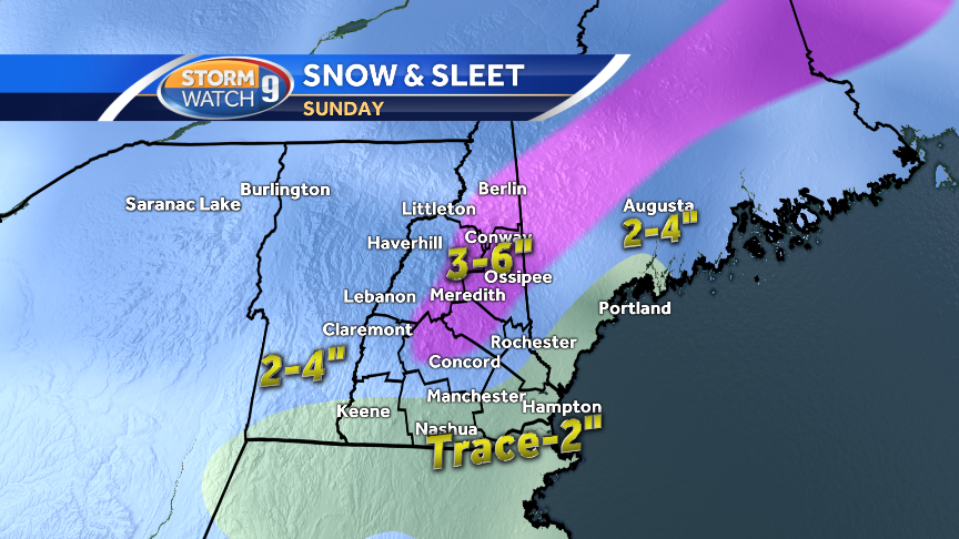 Winter storm moving out; snow, sleet showers end Sunday evening