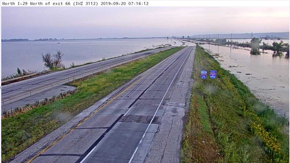 Flood waters close portion of Interstate 29