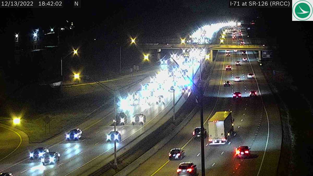 Report of a crash at I-71N and SR 126 near Blue Ash, traffic slow