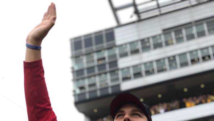 Carson King participates in University of Iowa's wave