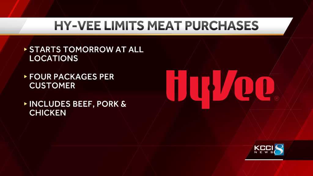 Hy-Vee to limit meat purchases at all stores due to shortages