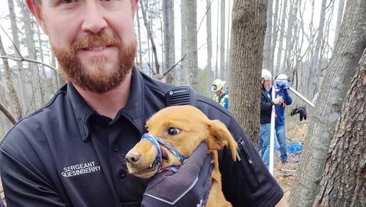 Mount Airy man leads rescue of puppy stuck in 40-feet deep well