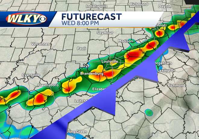 Record-high temperatures in Louisville followed by rain, storms