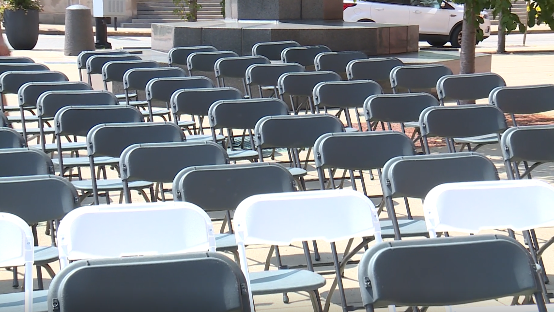 94 chairs sat outside Cincinnati City Hall representing 2020 homicide ...