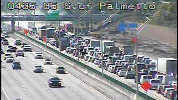 Two lanes open on I-95 south of Palmetto Park Road following a vehicle fire