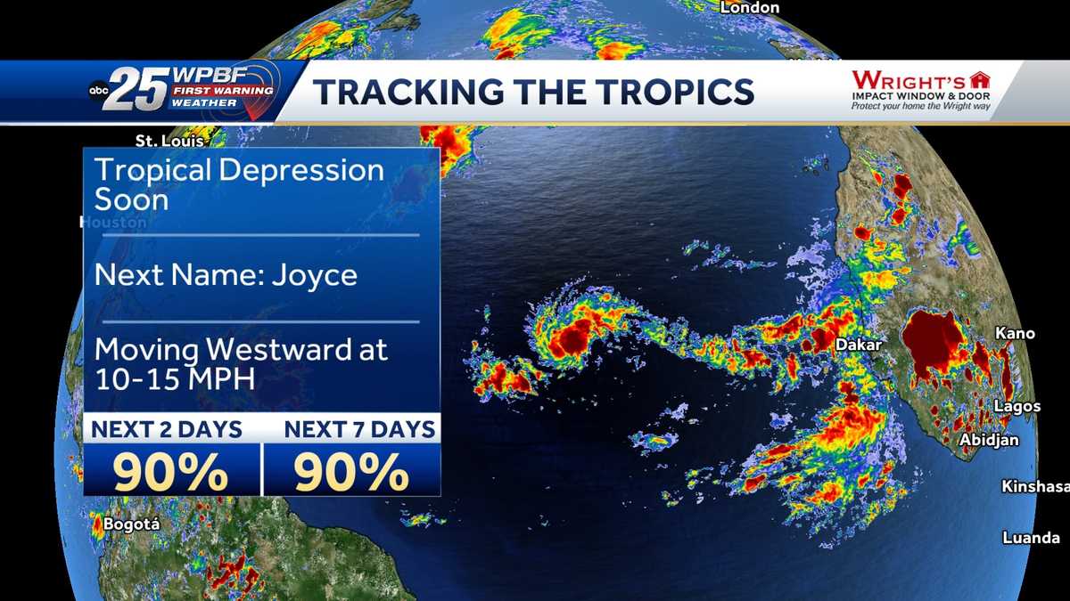 National Hurricane Center tracking Invest 98-L over tropical Atlantic