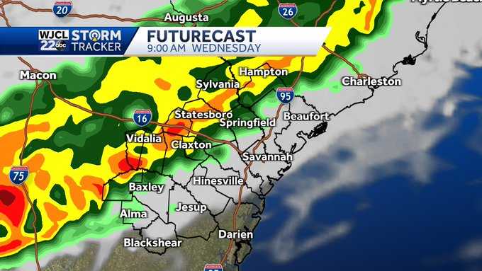 Savannah: Tracking showers, thunderstorms for Wednesday
