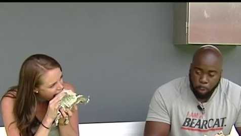 Burrito challenge accepted: Elise Jesse takes on UC lineman in epic ...
