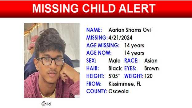 Police: Missing 14-year-old boy in Kissimmee found safe
