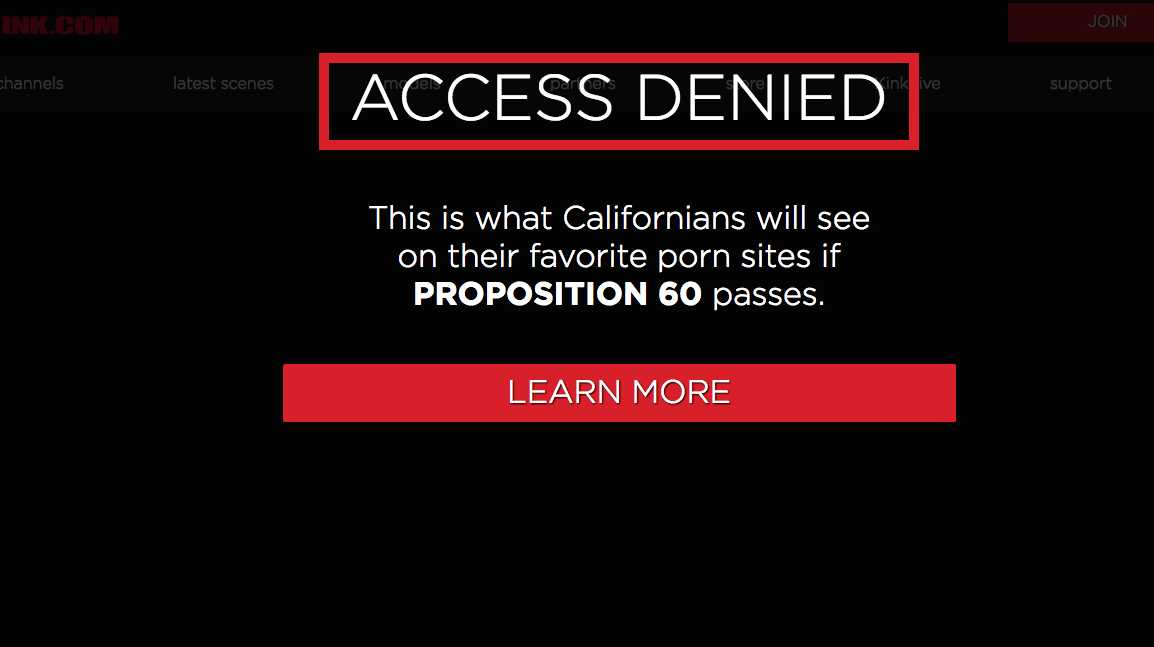 Porn sites go 'dark' in protest of California Prop. 60