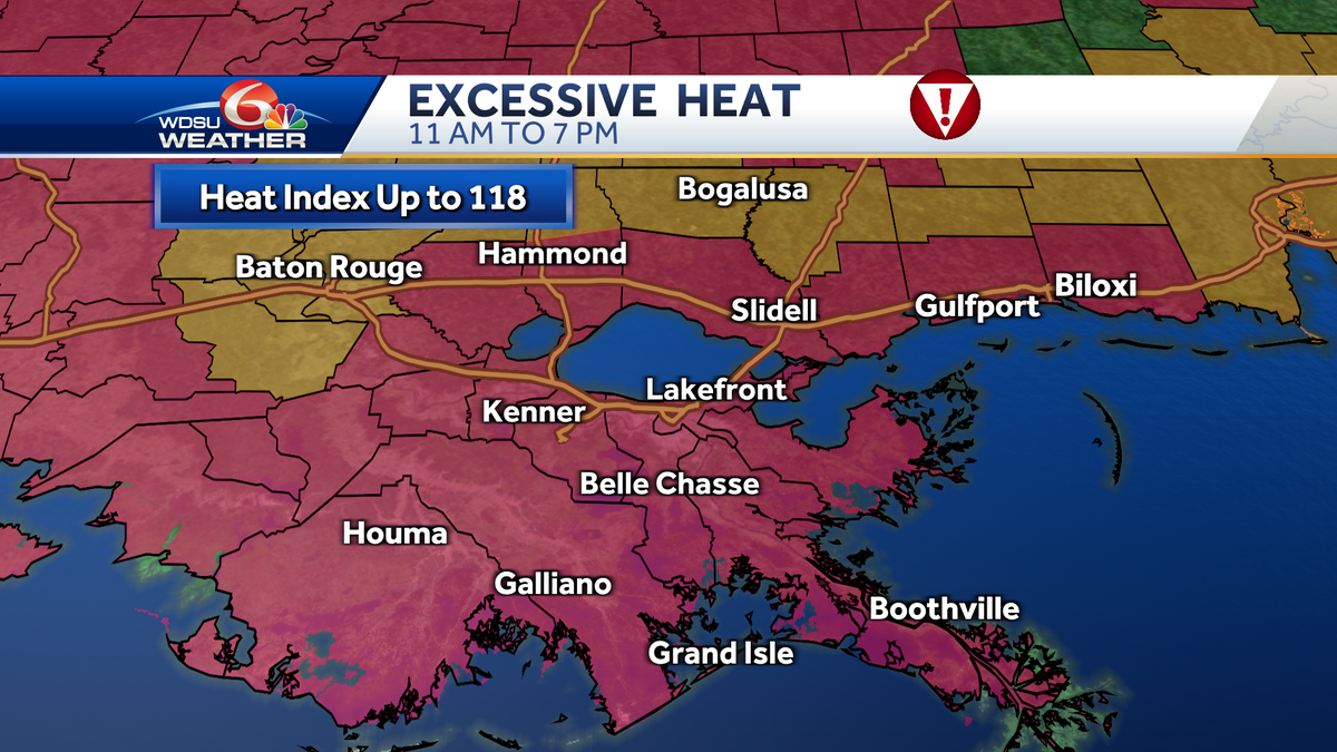 The heat index may be as high as 118