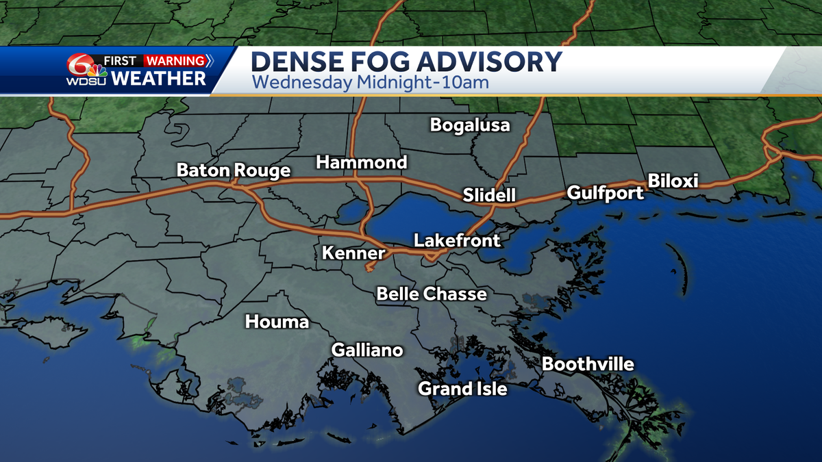 Dense Fog Advisory in effect for Wednesday