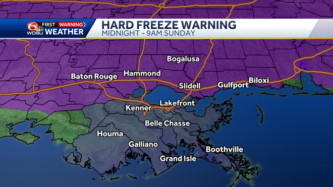 Hard Freeze Warning Sunday morning
