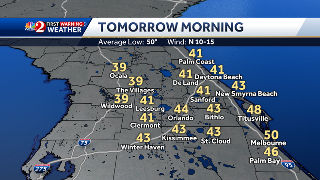 Chilly Florida forecast: Temps dip to 40s and 30s