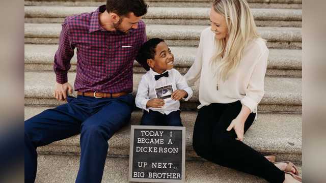 Boy reveals he's going to be a big brother on the same day he's adopted