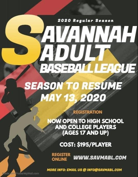 Savannah Adult Baseball League resumes play May 13
