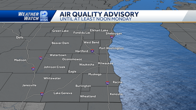 Air quality advisory in effect until noon Monday in Wisconsin