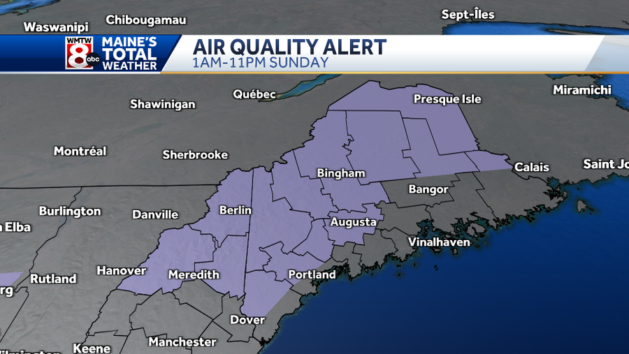 Air Quality Alert issued as wildfire smoke reaches Maine Sunday