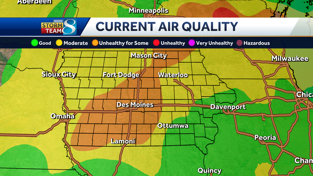 Parts of Iowa have unhealthy air quality due to Canadian wildfire smoke