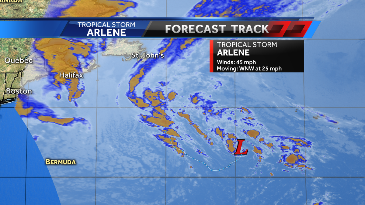 'Arlene' develops over central Atlantic