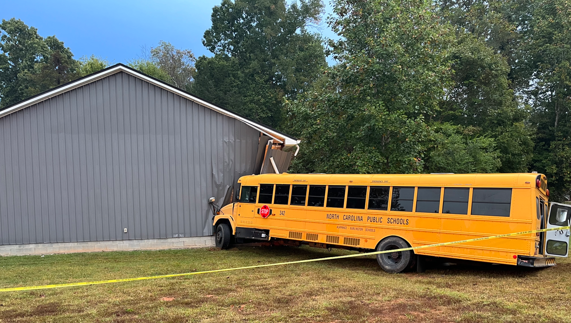PHOTOS: Alamance school bus crashes into building