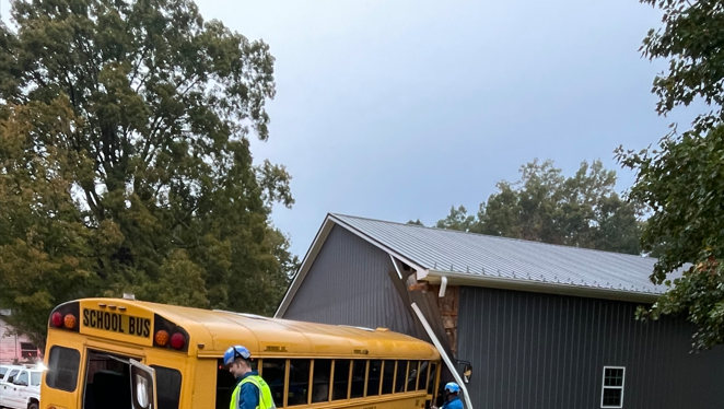 PHOTOS: Alamance school bus crashes into building