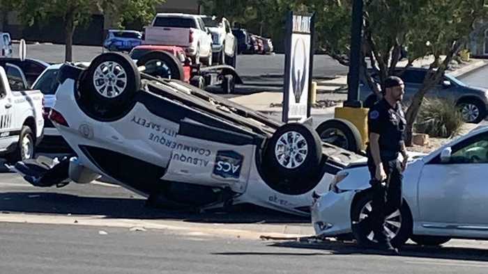 Rollover crash involving Albuquerque safety vehicle