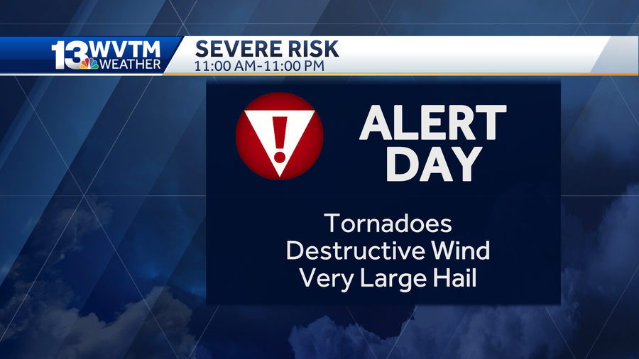 Severe weather forecast graphics Thursday central Alabama