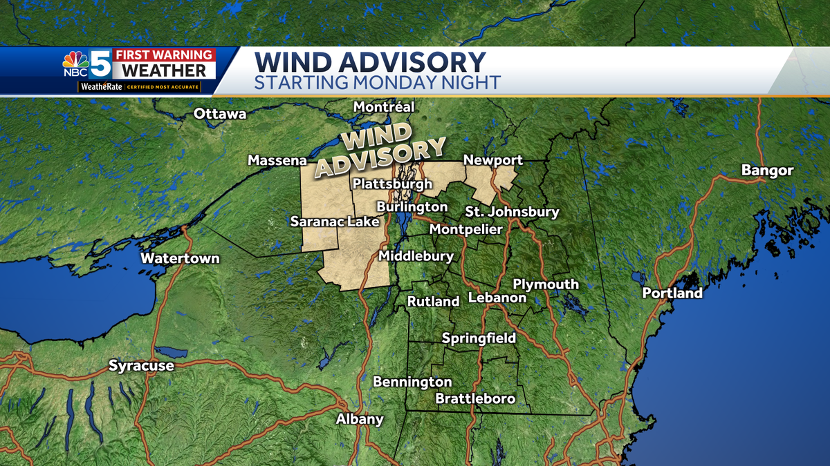 Wind advisory issued in parts of Vermont, Northern New York