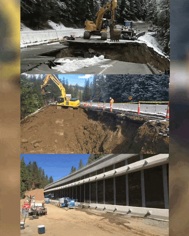7 months after Hwy. 50 collapse, massive wall is almost complete