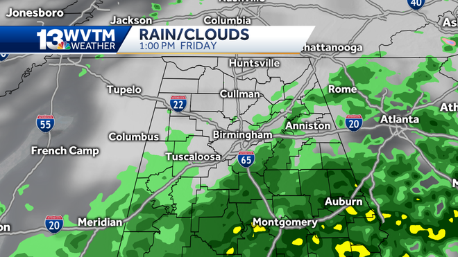 Sunshine today for central Alabama, rain back in spots Friday