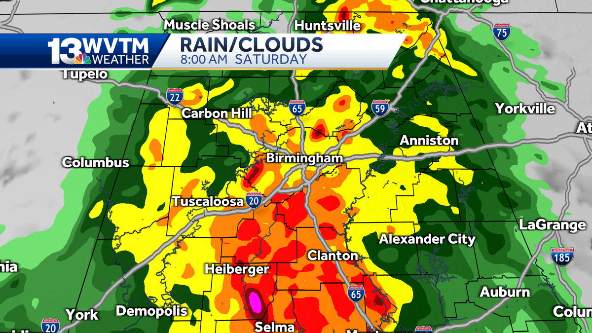 Weather graphics for central Alabama this weekend