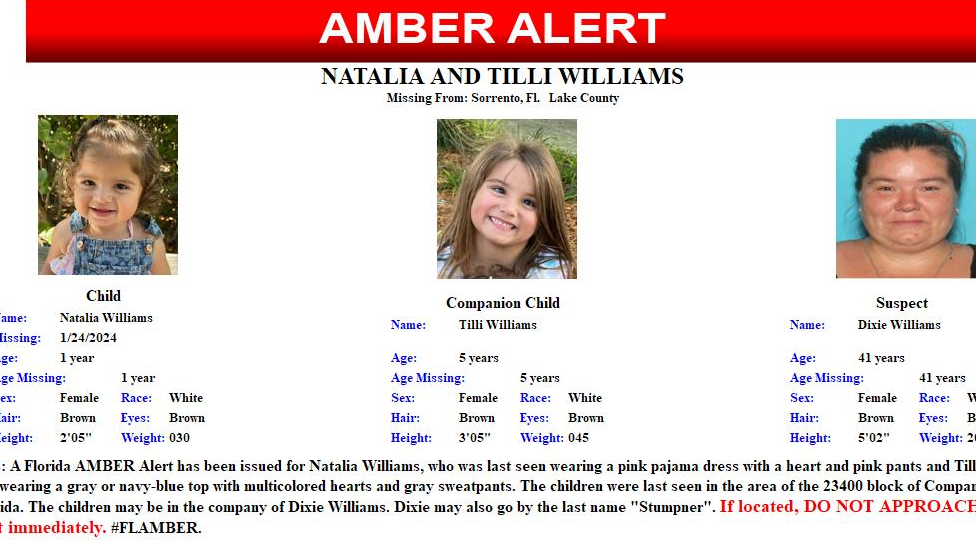 Amber Alert issued for two children missing from Lake County, Florida