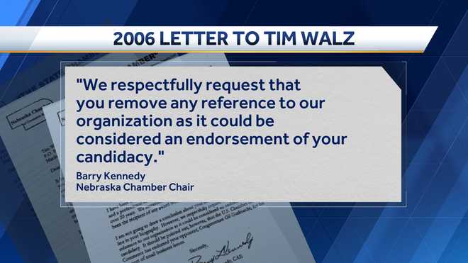 Nebraska Chamber letter to Tim Walz, 2006 campaign correction resurface