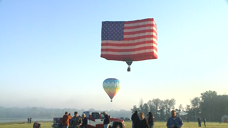 'America One' American flag hot air balloon flies over Omaha