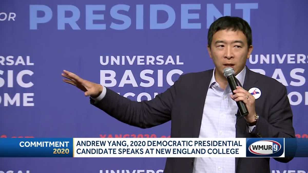 Presidential candidate Andrew Yang speaks in Henniker Presidential candidate Andrew Yang speaks in Henniker