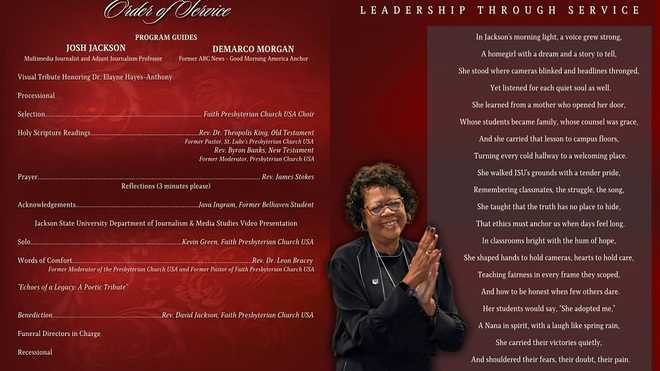 Elayne Anthony's celebration of life service Saturday at JSU