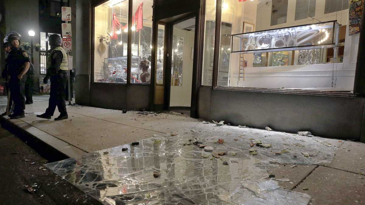 Images: Destruction in Boston after protests turn violent