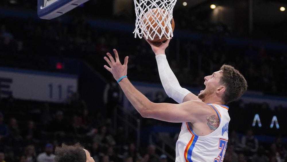 Muscala scores 20, Oklahoma City rallies to beat Spurs 99-94
