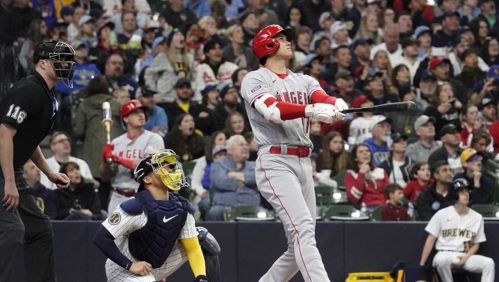Ohtani hits 162-foot high home run, Angels beat Brewers 3-0 in series ...