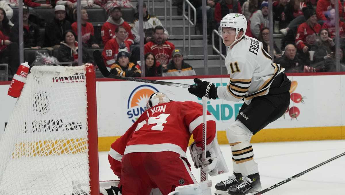 Frederic scores 2 goals as Bruins win 3rd straight by downing Red Wings ...