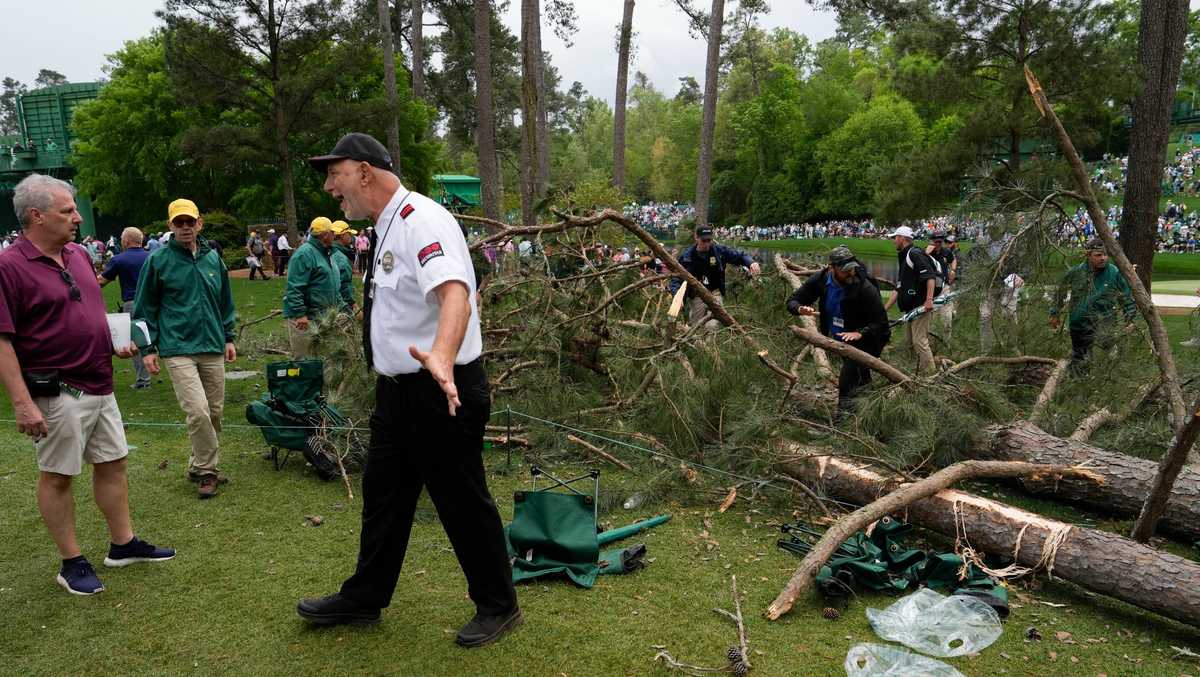 Storms bring down trees, bring play to halt at the Masters