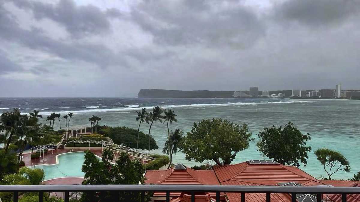 Typhoon Mawar lashes Guam with strong winds, rain