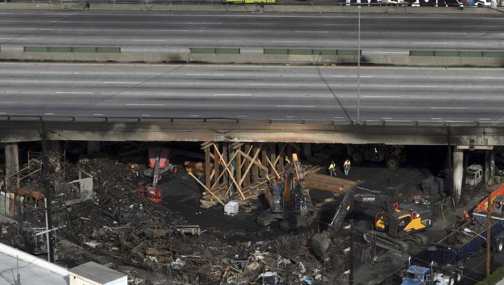 Los Angeles freeway fire was likely arson, governor says