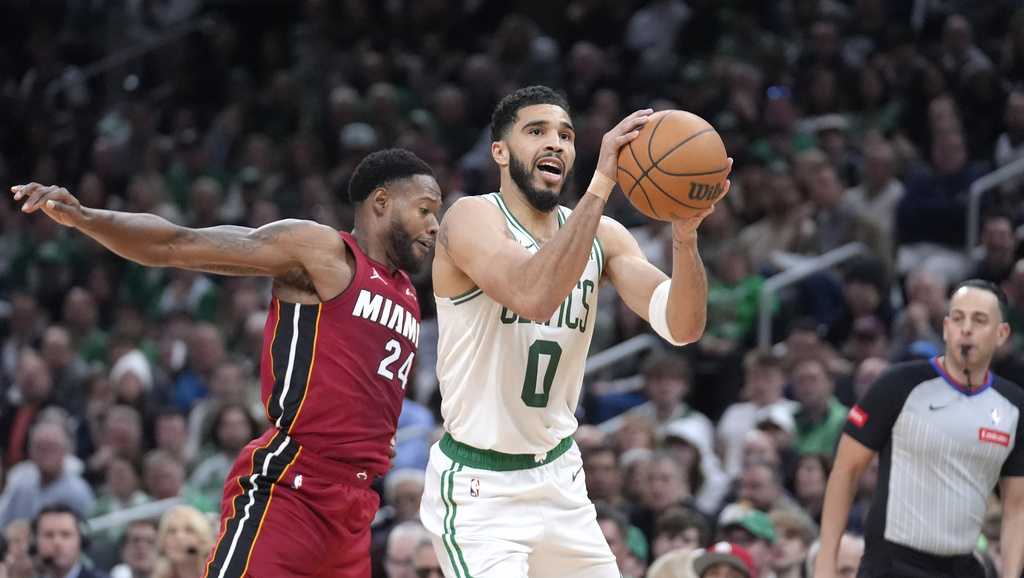Jayson Tatum triple-double, 3s lead Celtics past Butler-less Heat 114 ...