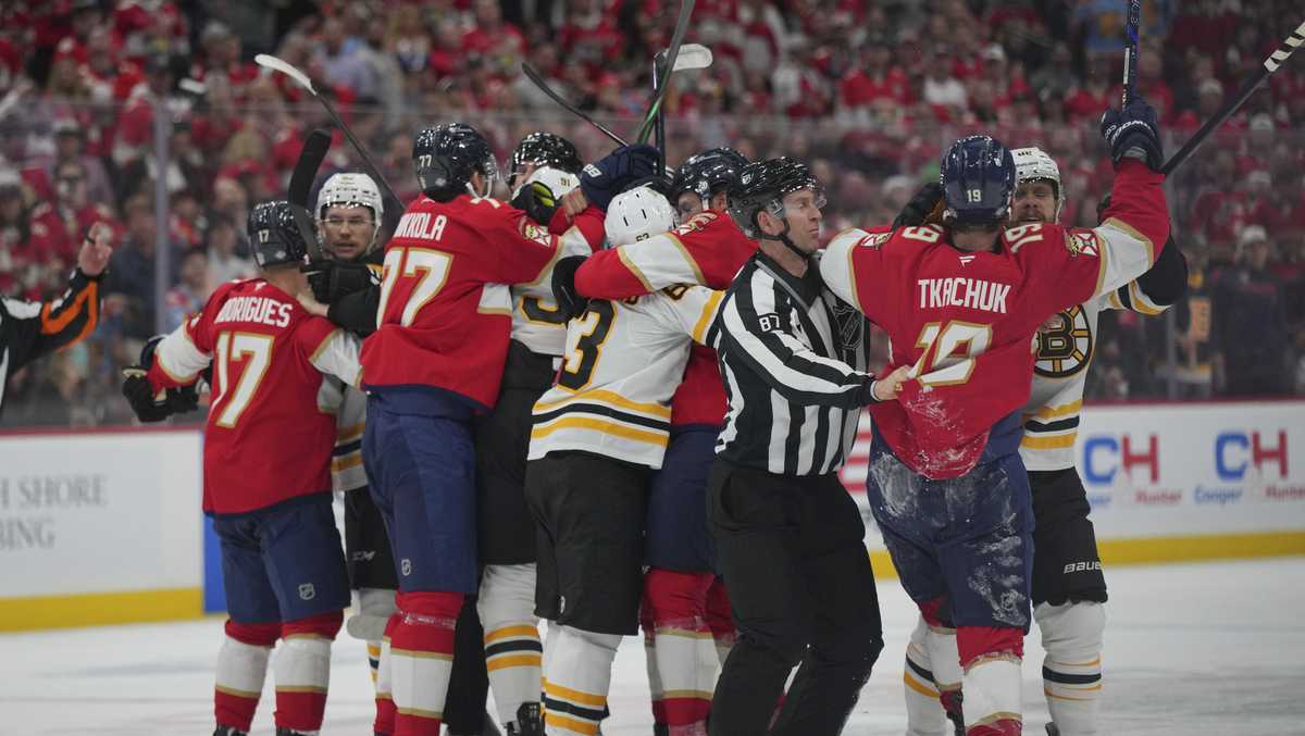 Panthers open their title defense by getting past rival Bruins 6-4