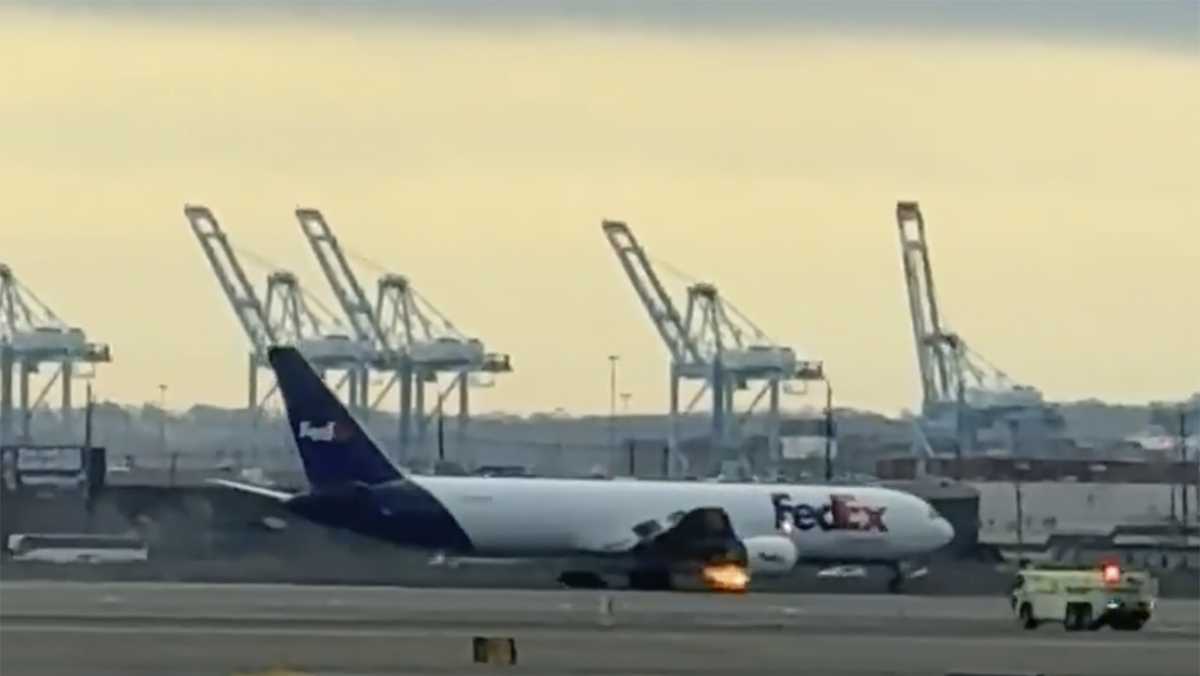 FedEx cargo plane makes emergency landing after bird strike, fire