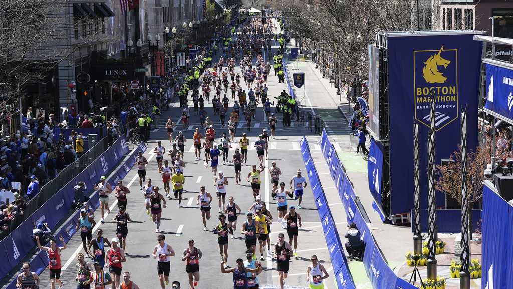 Images: Scenes along Boston Marathon course